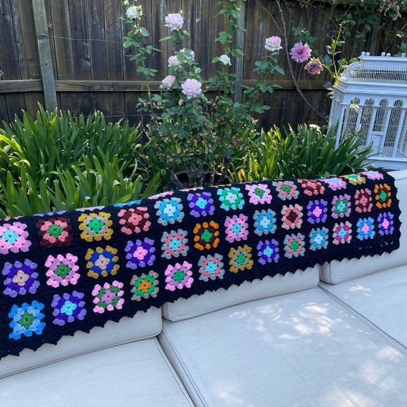Bedding | Vintage Crocheted Rosannes Granny Square Quiltsofa Blanket ...